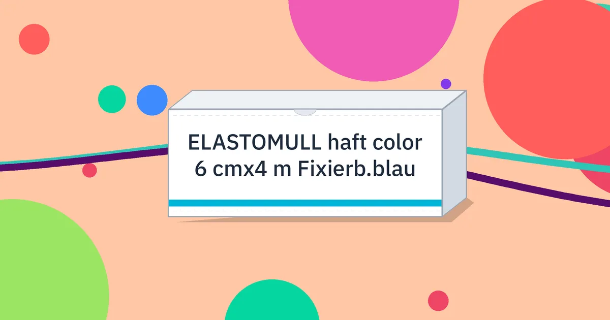 Symbolbild: Packung mit der Aufschrift ELASTOMULL haft color 6 cmx4 m Fixierb.blau (PZN 12656757) – Verfügbarkeit und Bezug in Apotheken in Frankfurt am Main