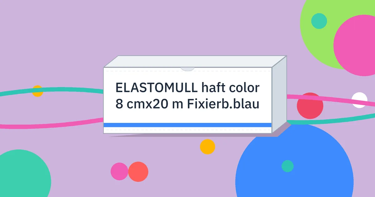 Symbolbild: Packung mit der Aufschrift ELASTOMULL haft color 8 cmx20 m Fixierb.blau (PZN 18241974) – Verfügbarkeit und Bezug in Apotheken in Frankfurt am Main