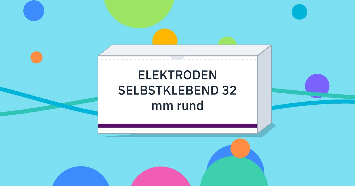 Symbolbild: Packung mit der Aufschrift ELEKTRODEN SELBSTKLEBEND 32 mm rund (PZN 00519357) – Verfügbarkeit und Bezug in Apotheken in Frankfurt am Main