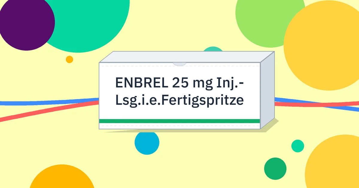 Symbolbild: Packung mit der Aufschrift ENBREL 25 mg Inj.-Lsg.i.e.Fertigspritze (PZN 04537317) – Verfügbarkeit und Bezug in Apotheken in Frankfurt am Main