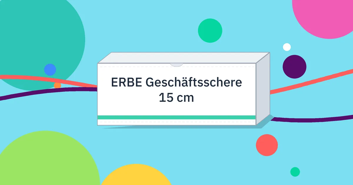 Symbolbild: Packung mit der Aufschrift ERBE Geschäftsschere 15 cm (PZN 15887256) – Verfügbarkeit und Bezug in Apotheken in Frankfurt am Main