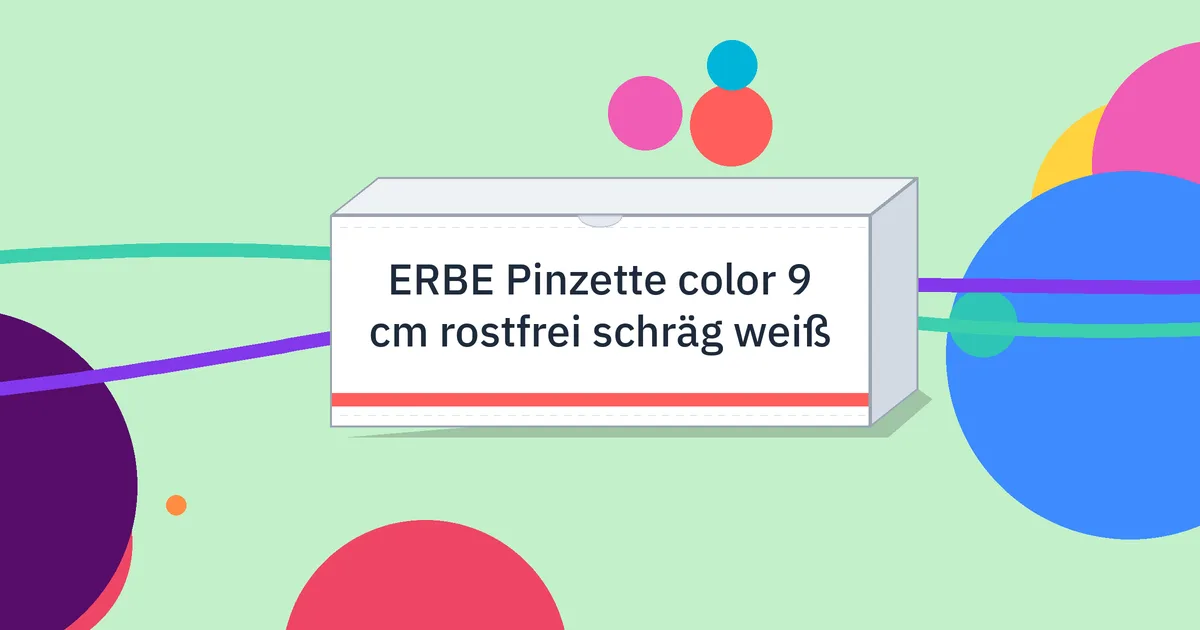 Symbolbild: Packung mit der Aufschrift ERBE Pinzette color 9 cm rostfrei schräg weiß (PZN 06849481) – Verfügbarkeit und Bezug in Apotheken in Frankfurt am Main