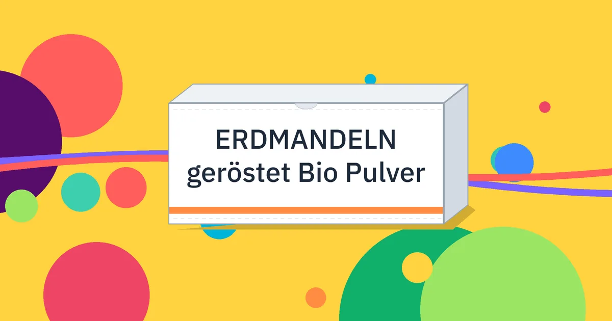 Symbolbild: Packung mit der Aufschrift ERDMANDELN geröstet Bio Pulver (PZN 12648657) – Verfügbarkeit und Bezug in Apotheken in Frankfurt am Main