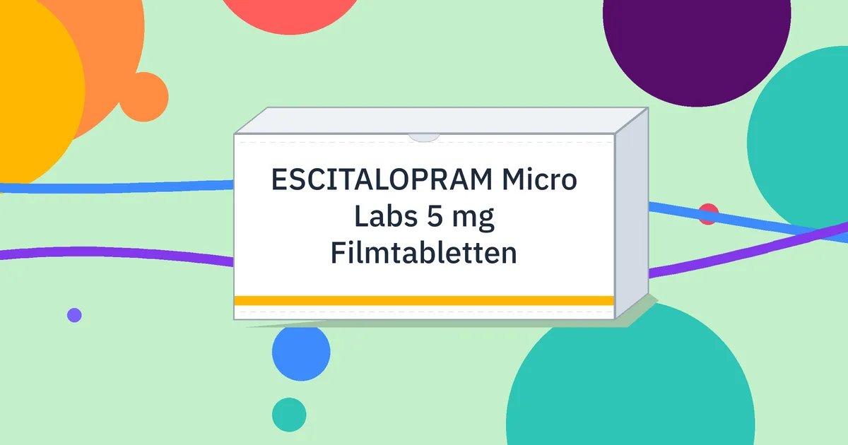Symbolbild: Packung mit der Aufschrift ESCITALOPRAM Micro Labs 5 mg Filmtabletten (PZN 11695873) – Verfügbarkeit und Bezug in Apotheken in Frankfurt am Main