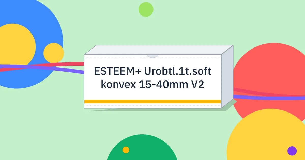 Symbolbild: Packung mit der Aufschrift ESTEEM+ Urobtl.1t.soft konvex 15-40mm V2 (PZN 18724135) – Verfügbarkeit und Bezug in Apotheken in Frankfurt am Main