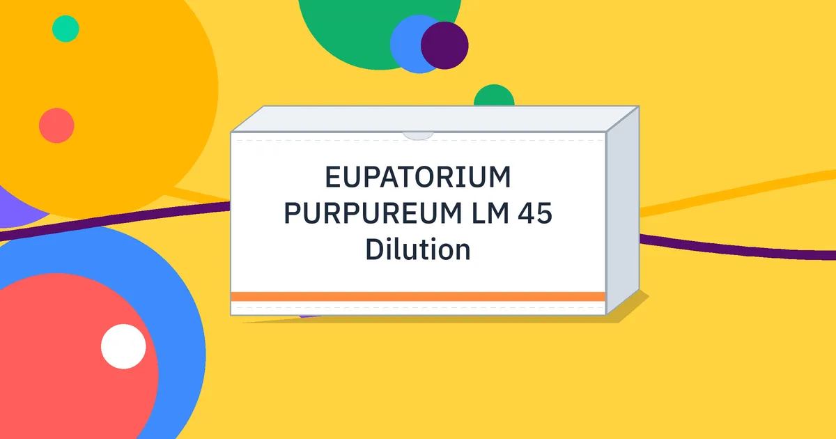 Symbolbild: Packung mit der Aufschrift EUPATORIUM PURPUREUM LM 45 Dilution (PZN 13481627) – Verfügbarkeit und Bezug in Apotheken in Frankfurt am Main