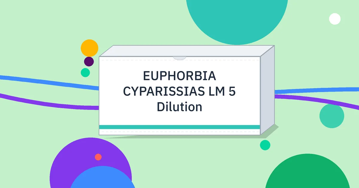 Symbolbild: Packung mit der Aufschrift EUPHORBIA CYPARISSIAS LM 5 Dilution (PZN 13481751) – Verfügbarkeit und Bezug in Apotheken in Frankfurt am Main
