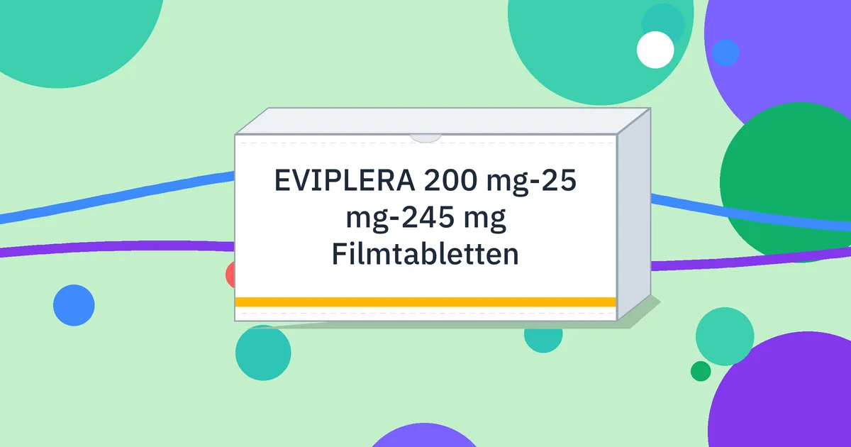 Symbolbild: Packung mit der Aufschrift EVIPLERA 200 mg-25 mg-245 mg Filmtabletten (PZN 10192934) – Verfügbarkeit und Bezug in Apotheken in Frankfurt am Main