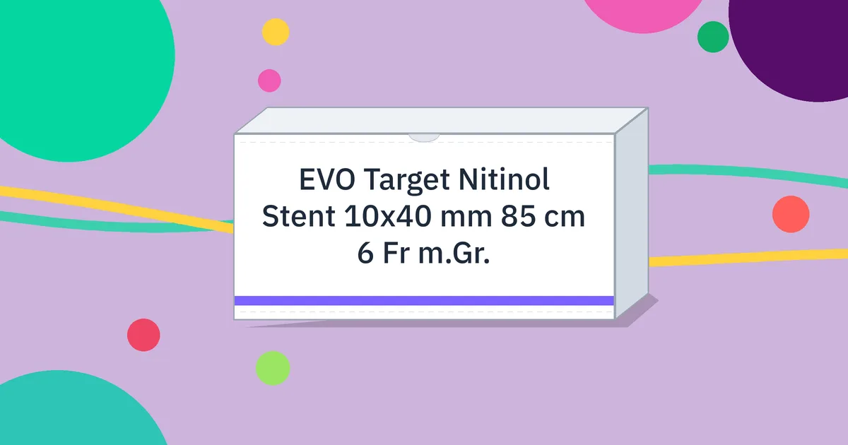 Symbolbild: Packung mit der Aufschrift EVO Target Nitinol Stent 10x40 mm 85 cm 6 Fr m.Gr. (PZN 00101847) – Verfügbarkeit und Bezug in Apotheken in Frankfurt am Main