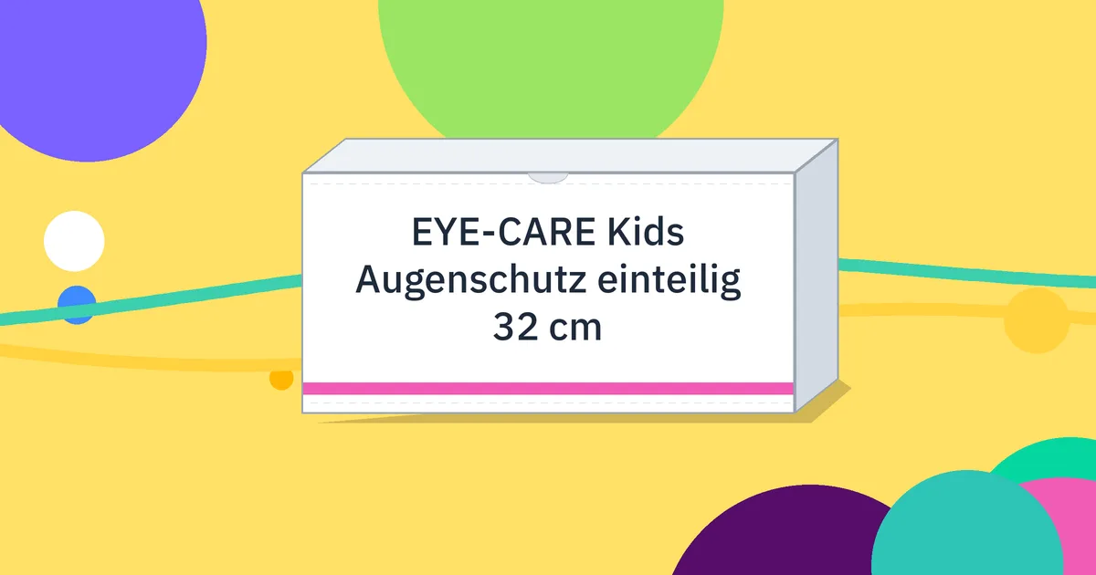Symbolbild: Packung mit der Aufschrift EYE-CARE Kids Augenschutz einteilig 32 cm (PZN 19117182) – Verfügbarkeit und Bezug in Apotheken in Frankfurt am Main
