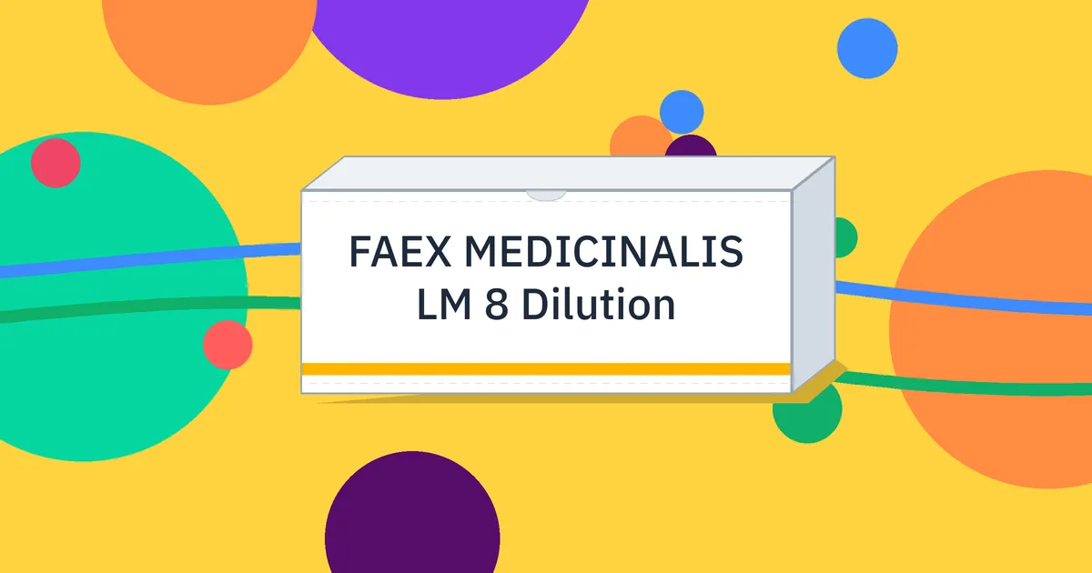 Symbolbild: Packung mit der Aufschrift FAEX MEDICINALIS LM 8 Dilution (PZN 13485973) – Verfügbarkeit und Bezug in Apotheken in Frankfurt am Main