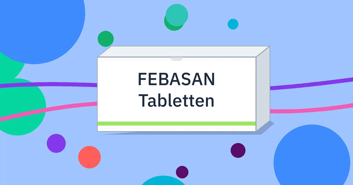 Symbolbild: Packung mit der Aufschrift FEBASAN Tabletten (PZN 12411381) – Verfügbarkeit und Bezug in Apotheken in Frankfurt am Main