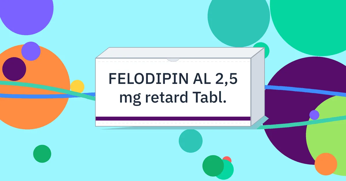 Symbolbild: Packung mit der Aufschrift FELODIPIN AL 2,5 mg retard Tabl. (PZN 02252958) – Verfügbarkeit und Bezug in Apotheken in Frankfurt am Main