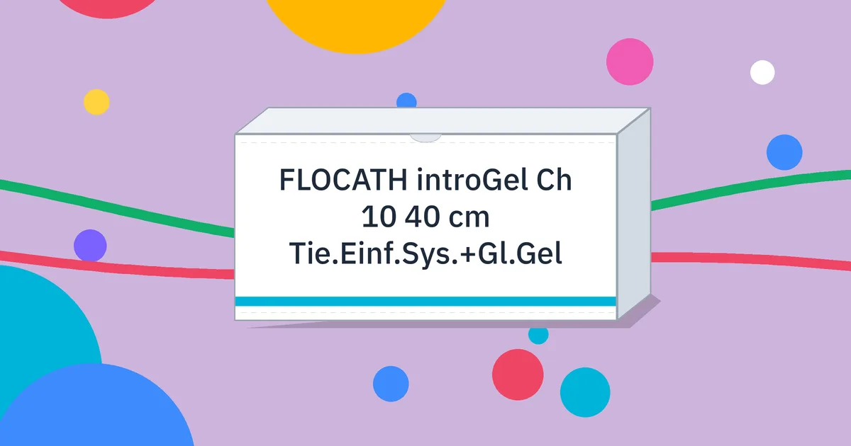 Symbolbild: Packung mit der Aufschrift FLOCATH introGel Ch 10 40 cm Tie.Einf.Sys.+Gl.Gel (PZN 05019033) – Verfügbarkeit und Bezug in Apotheken in Frankfurt am Main