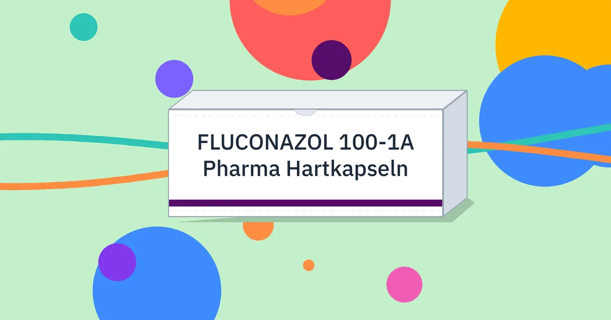 Symbolbild: Packung mit der Aufschrift FLUCONAZOL 100-1A Pharma Hartkapseln (PZN 01191284) – Verfügbarkeit und Bezug in Apotheken in Frankfurt am Main