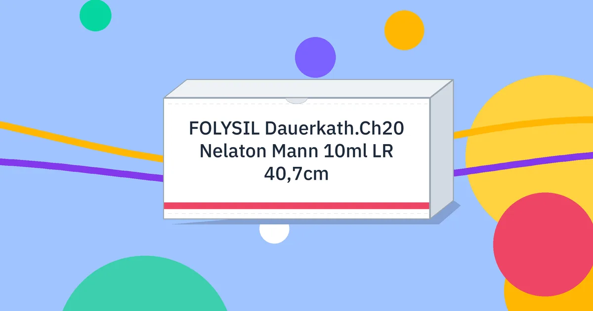 Symbolbild: Packung mit der Aufschrift FOLYSIL Dauerkath.Ch20 Nelaton Mann 10ml LR 40,7cm (PZN 17999255) – Verfügbarkeit und Bezug in Apotheken in Frankfurt am Main