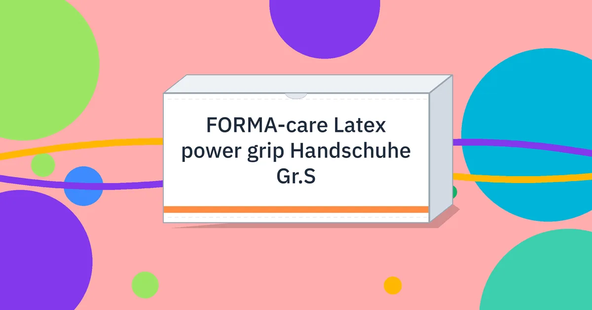 Symbolbild: Packung mit der Aufschrift FORMA-care Latex power grip Handschuhe Gr.S (PZN 02335472) – Verfügbarkeit und Bezug in Apotheken in Frankfurt am Main