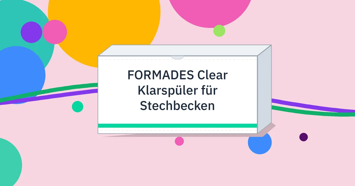 Symbolbild: Packung mit der Aufschrift FORMADES Clear Klarspüler für Stechbecken (PZN 07139296) – Verfügbarkeit und Bezug in Apotheken in Frankfurt am Main