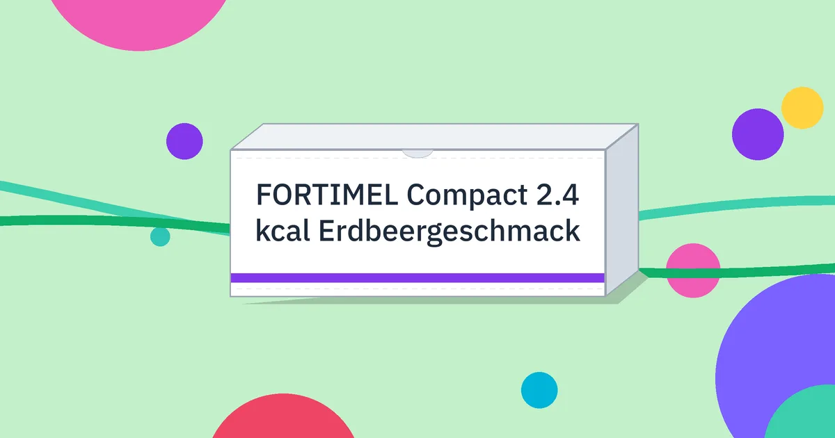 Symbolbild: Packung mit der Aufschrift FORTIMEL Compact 2.4 kcal Erdbeergeschmack (PZN 19647201) – Verfügbarkeit und Bezug in Apotheken in Frankfurt am Main