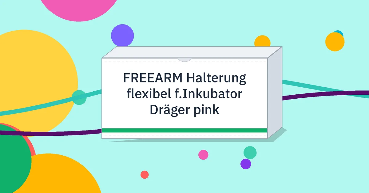 Symbolbild: Packung mit der Aufschrift FREEARM Halterung flexibel f.Inkubator Dräger pink (PZN 19975046) – Verfügbarkeit und Bezug in Apotheken in Frankfurt am Main