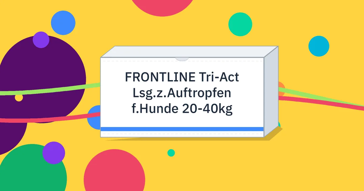 Symbolbild: Packung mit der Aufschrift FRONTLINE Tri-Act Lsg.z.Auftropfen f.Hunde 20-40kg (PZN 16359909) – Verfügbarkeit und Bezug in Apotheken in Frankfurt am Main