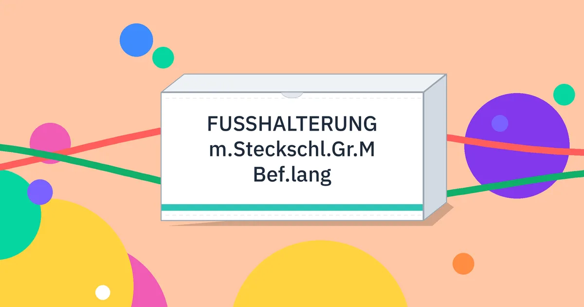 Symbolbild: Packung mit der Aufschrift FUSSHALTERUNG m.Steckschl.Gr.M Bef.lang (PZN 11568560) – Verfügbarkeit und Bezug in Apotheken in Frankfurt am Main