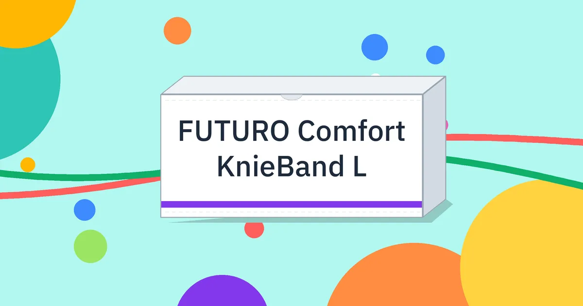 Symbolbild: Packung mit der Aufschrift FUTURO Comfort KnieBand L (PZN 06825871) – Verfügbarkeit und Bezug in Apotheken in Frankfurt am Main