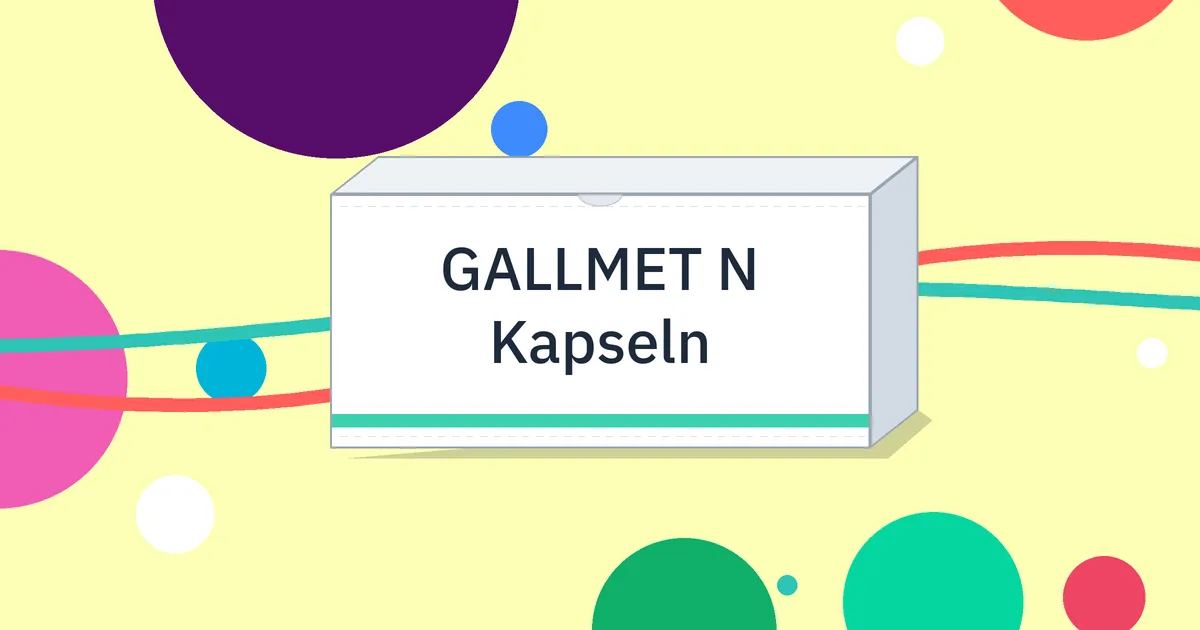 Symbolbild: Packung mit der Aufschrift GALLMET N Kapseln (PZN 09423469) – Verfügbarkeit und Bezug in Apotheken in Frankfurt am Main