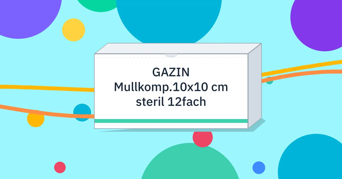 Symbolbild: Packung mit der Aufschrift GAZIN Mullkomp.10x10 cm steril 12fach (PZN 14444002) – Verfügbarkeit und Bezug in Apotheken in Frankfurt am Main