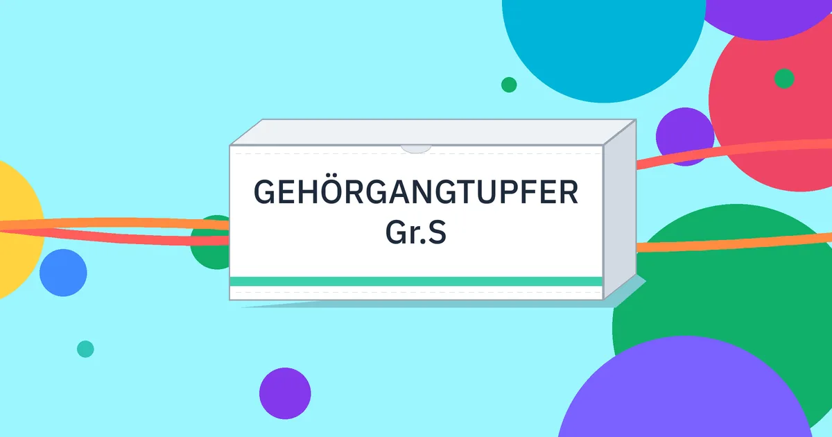 Symbolbild: Packung mit der Aufschrift GEHÖRGANGTUPFER Gr.S (PZN 04083655) – Verfügbarkeit und Bezug in Apotheken in Frankfurt am Main