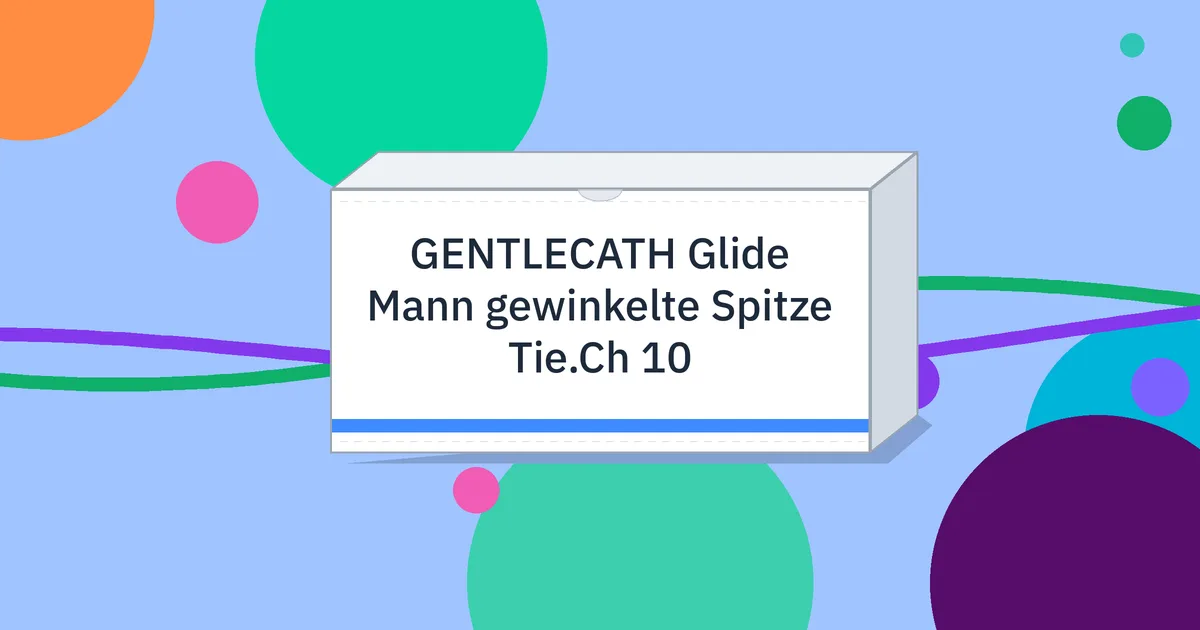 Symbolbild: Packung mit der Aufschrift GENTLECATH Glide Mann gewinkelte Spitze Tie.Ch 10 (PZN 13918751) – Verfügbarkeit und Bezug in Apotheken in Frankfurt am Main