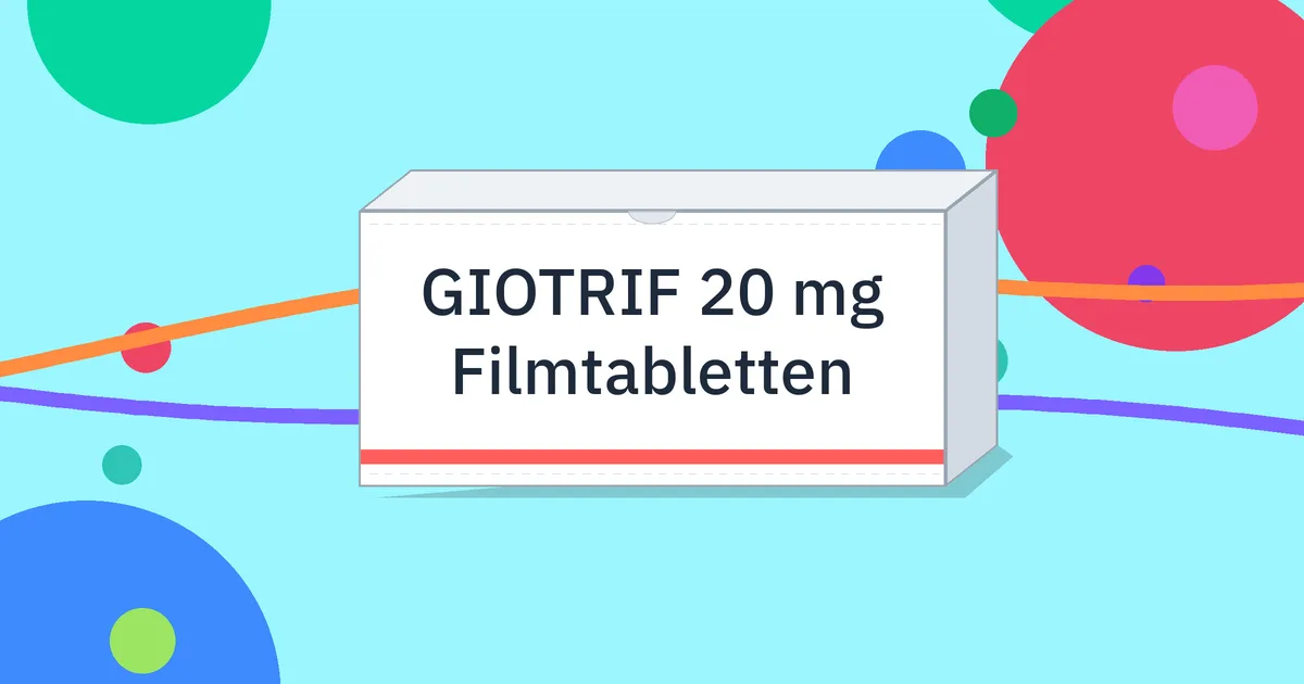 Symbolbild: Packung mit der Aufschrift GIOTRIF 20 mg Filmtabletten (PZN 10826422) – Verfügbarkeit und Bezug in Apotheken in Frankfurt am Main