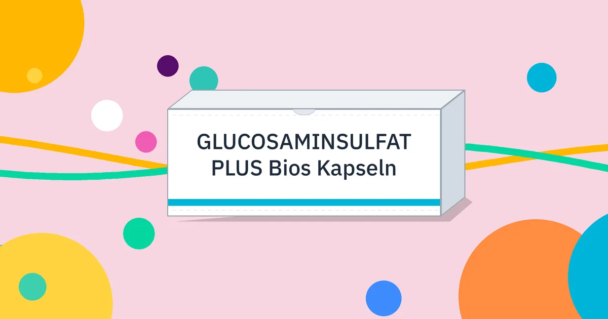 Symbolbild: Packung mit der Aufschrift GLUCOSAMINSULFAT PLUS Bios Kapseln (PZN 01121510) – Verfügbarkeit und Bezug in Apotheken in Frankfurt am Main