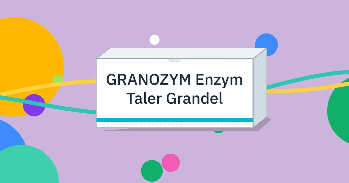 Symbolbild: Packung mit der Aufschrift GRANOZYM Enzym Taler Grandel (PZN 02683049) – Verfügbarkeit und Bezug in Apotheken in Frankfurt am Main