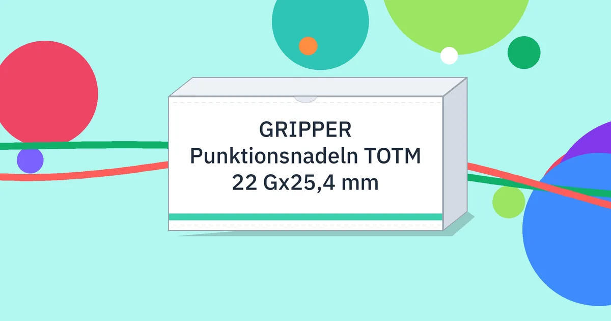 Symbolbild: Packung mit der Aufschrift GRIPPER Punktionsnadeln TOTM 22 Gx25,4 mm (PZN 06101156) – Verfügbarkeit und Bezug in Apotheken in Frankfurt am Main