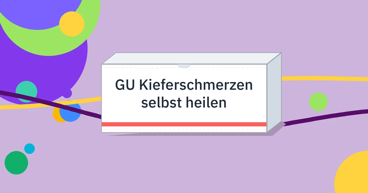 Symbolbild: Packung mit der Aufschrift GU Kieferschmerzen selbst heilen (PZN 16653649) – Verfügbarkeit und Bezug in Apotheken in Frankfurt am Main