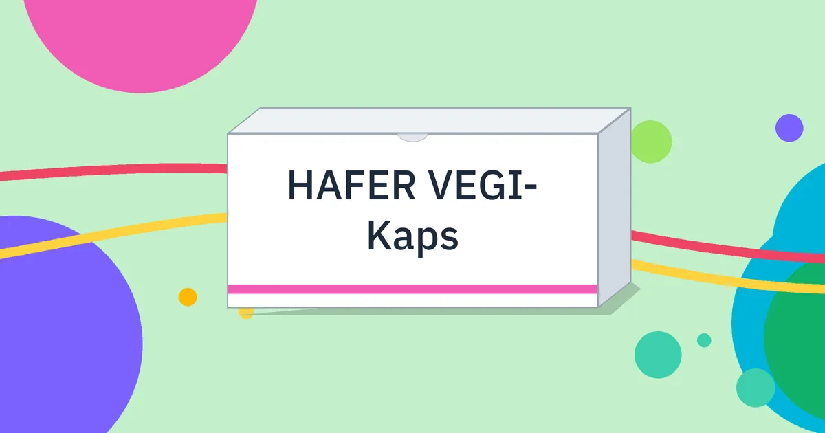 Symbolbild: Packung mit der Aufschrift HAFER VEGI-Kaps (PZN 13899203) – Verfügbarkeit und Bezug in Apotheken in Frankfurt am Main