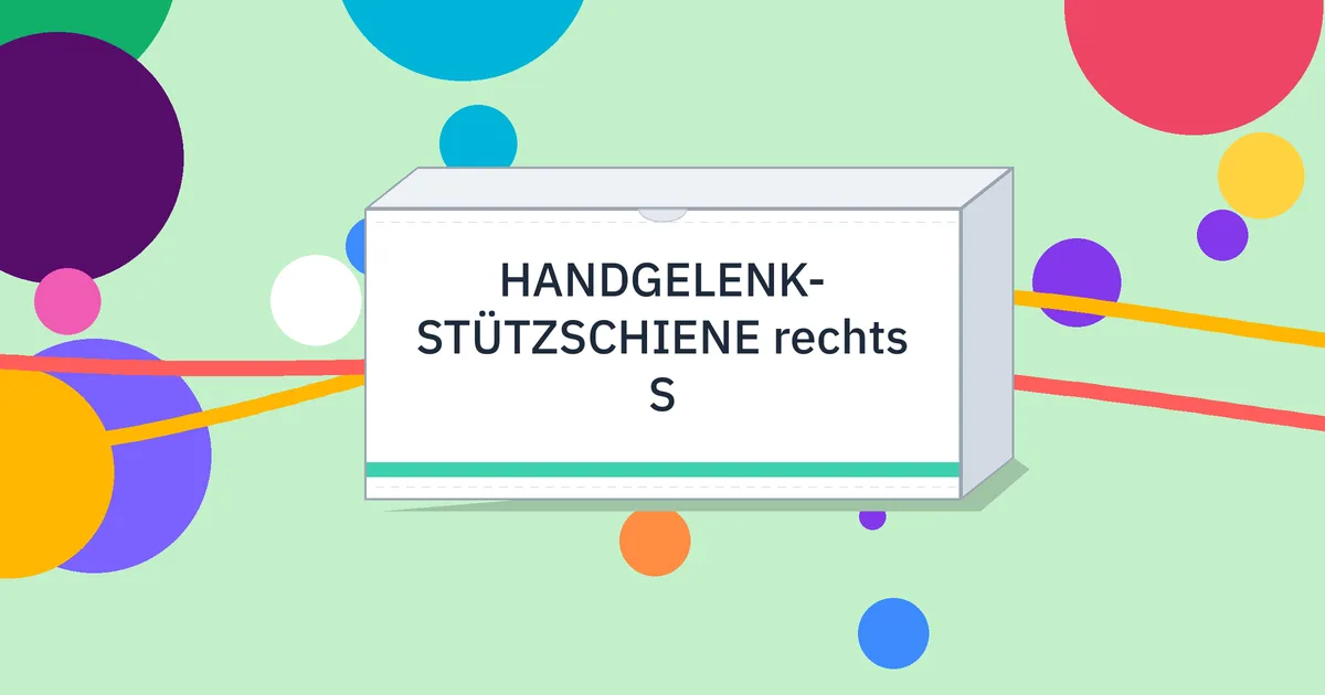 Symbolbild: Packung mit der Aufschrift HANDGELENK-STÜTZSCHIENE rechts S (PZN 19070196) – Verfügbarkeit und Bezug in Apotheken in Frankfurt am Main