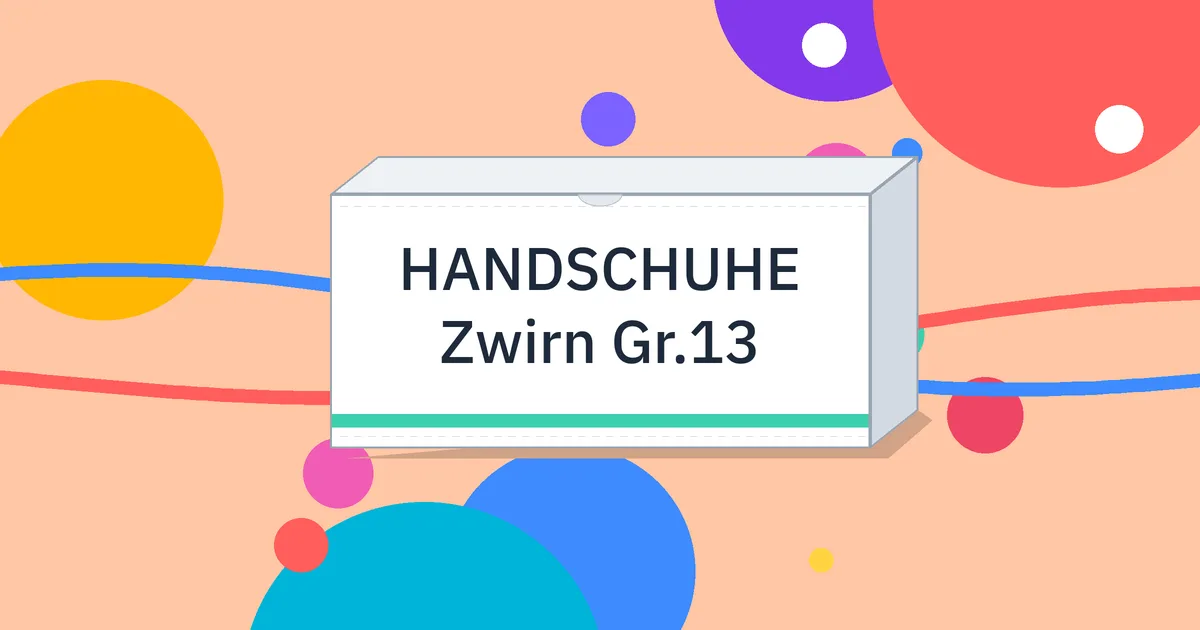 Symbolbild: Packung mit der Aufschrift HANDSCHUHE Zwirn Gr.13 (PZN 02690078) – Verfügbarkeit und Bezug in Apotheken in Frankfurt am Main