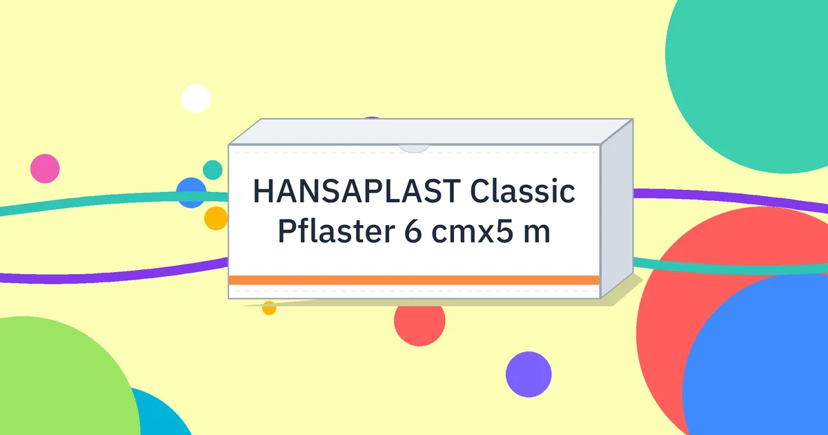 Symbolbild: Packung mit der Aufschrift HANSAPLAST Classic Pflaster 6 cmx5 m (PZN 14284432) – Verfügbarkeit und Bezug in Apotheken in Frankfurt am Main