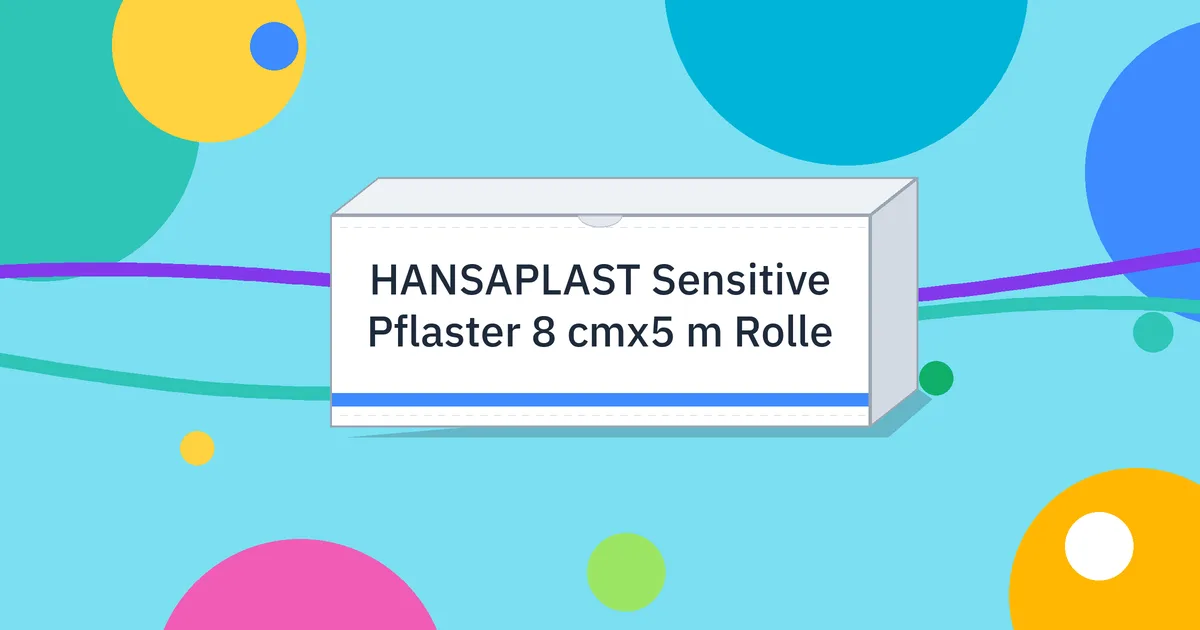 Symbolbild: Packung mit der Aufschrift HANSAPLAST Sensitive Pflaster 8 cmx5 m Rolle (PZN 14284596) – Verfügbarkeit und Bezug in Apotheken in Frankfurt am Main
