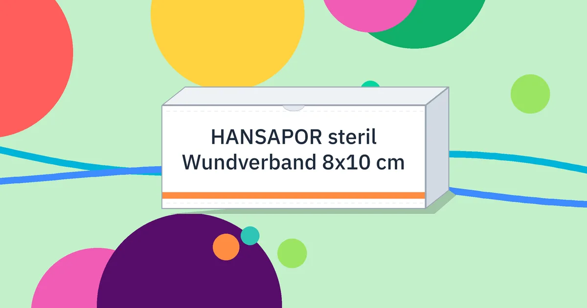 Symbolbild: Packung mit der Aufschrift HANSAPOR steril Wundverband 8x10 cm (PZN 05102892) – Verfügbarkeit und Bezug in Apotheken in Frankfurt am Main