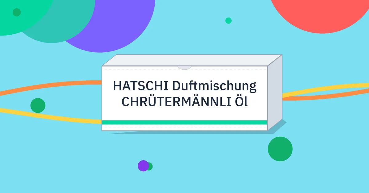 Symbolbild: Packung mit der Aufschrift HATSCHI Duftmischung CHRÜTERMÄNNLI Öl (PZN 08423378) – Verfügbarkeit und Bezug in Apotheken in Frankfurt am Main
