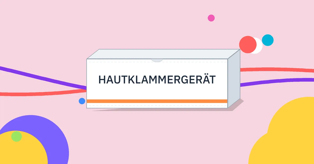 Symbolbild: Packung mit der Aufschrift HAUTKLAMMERGERÄT (PZN 07759900) – Verfügbarkeit und Bezug in Apotheken in Frankfurt am Main