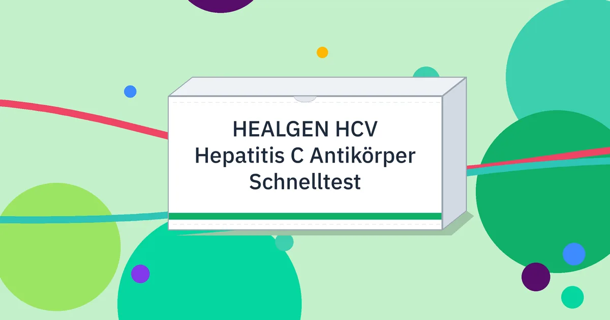 Symbolbild: Packung mit der Aufschrift HEALGEN HCV Hepatitis C Antikörper Schnelltest (PZN 18834757) – Verfügbarkeit und Bezug in Apotheken in Frankfurt am Main