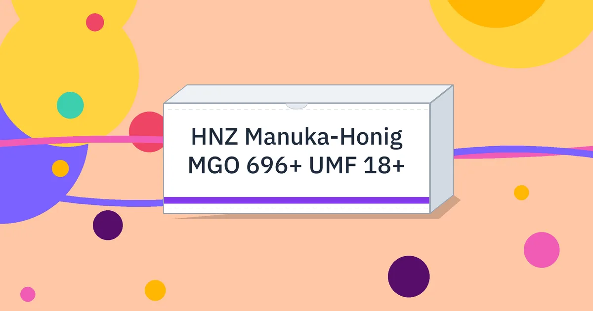 Symbolbild: Packung mit der Aufschrift HNZ Manuka-Honig MGO 696+ UMF 18+ (PZN 17276249) – Verfügbarkeit und Bezug in Apotheken in Frankfurt am Main