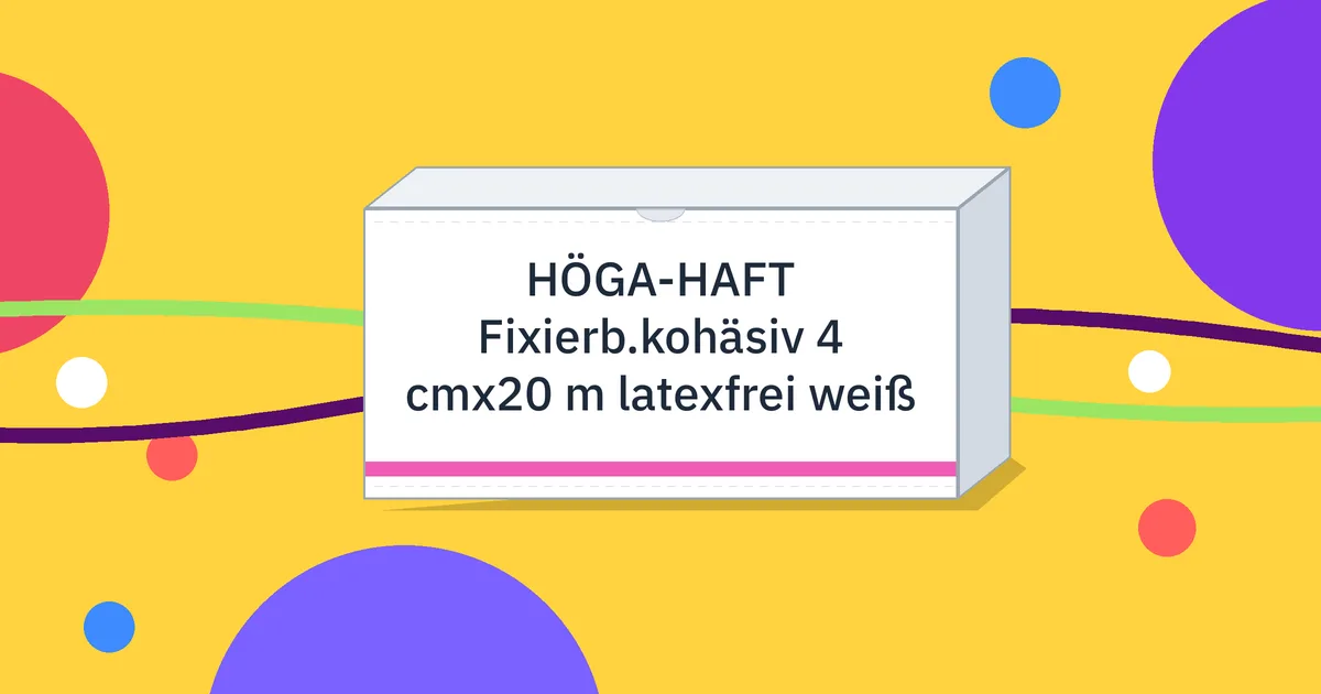 Symbolbild: Packung mit der Aufschrift HÖGA-HAFT Fixierb.kohäsiv 4 cmx20 m latexfrei weiß (PZN 19164626) – Verfügbarkeit und Bezug in Apotheken in Frankfurt am Main