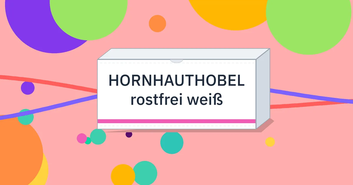 Symbolbild: Packung mit der Aufschrift HORNHAUTHOBEL rostfrei weiß (PZN 01525377) – Verfügbarkeit und Bezug in Apotheken in Frankfurt am Main