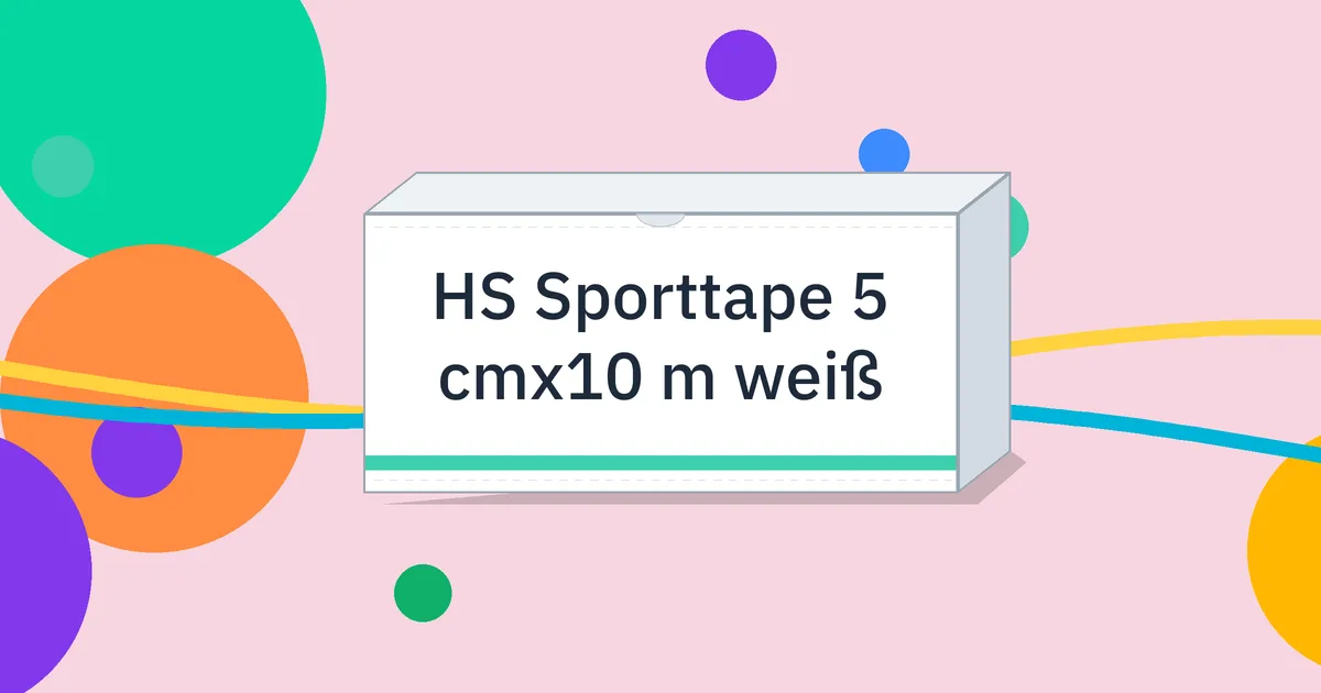 Symbolbild: Packung mit der Aufschrift HS Sporttape 5 cmx10 m weiß (PZN 09742192) – Verfügbarkeit und Bezug in Apotheken in Frankfurt am Main