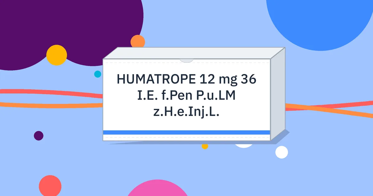 Symbolbild: Packung mit der Aufschrift HUMATROPE 12 mg 36 I.E. f.Pen P.u.LM z.H.e.Inj.L. (PZN 08759115) – Verfügbarkeit und Bezug in Apotheken in Frankfurt am Main